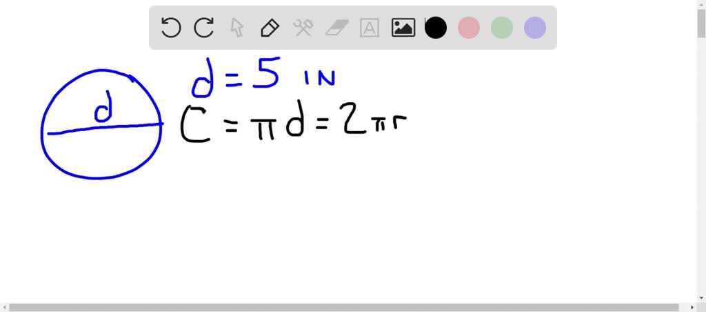 Set up an algebraic equation and then solve. The diameter of a circle measures 5 inches ...
