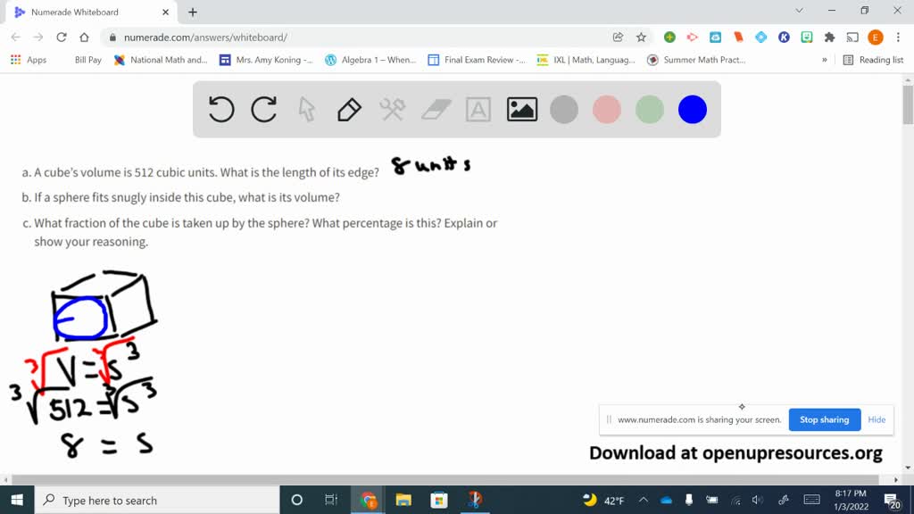SOLVED:a. A cube's volume is 512 cubic units. What is the length of its ...