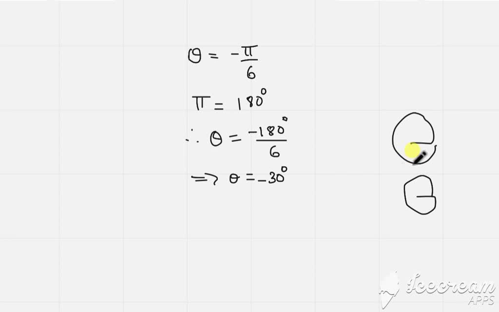SOLVED: Draw each angle in standard position. -(π)/(6) | Numerade