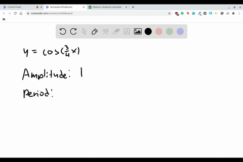 SOLVED:Graph each function over a two-period interval. Give the period and amplinde. y=cos(3)/(4) x