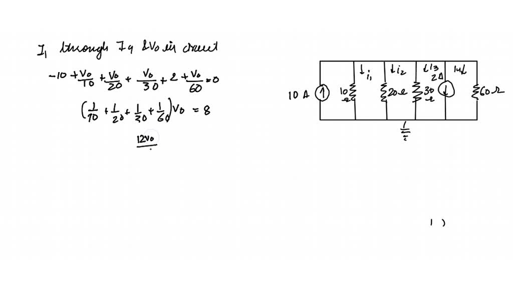 Find the currents i1 through i4 and the voltage vo in the circuit in Fig. 3.52. | Numerade