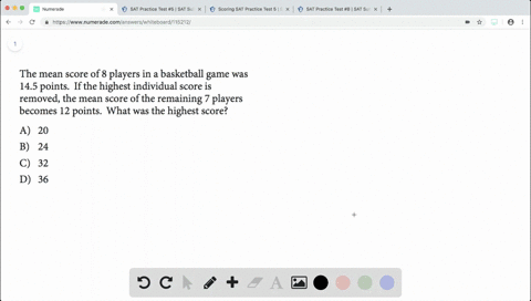 SOLVED:The mean score of 8 players in a basketball game was 14.5 points ...
