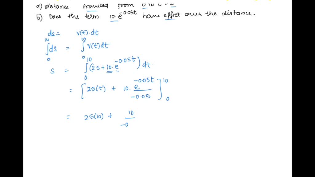 SOLVED:Suppose that a particle moving along a coordinate line has velocity v(t)=25+10 e^-0.05 t ...