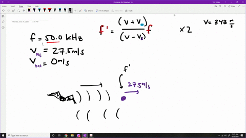 SOLVED: A bat at rest sends out ultrasonic sound waves at 50.0 kHz and ...