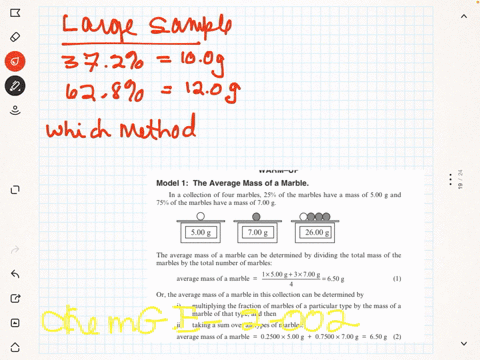 SOLVED:How many of the four marbles in Model 1 have the same mass as ...
