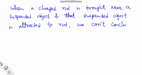 A charged rod is brought near a suspended object. The object is ...