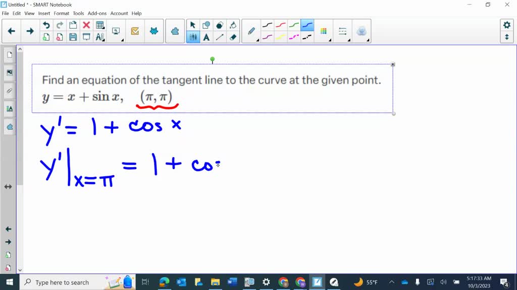 ⏩SOLVED:A curve with equation y=f(x) passes through the point (π, 0)… | Numerade