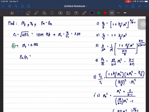 SOLVED:A normal shock is in a Mach 2.0 flow. Upstream gas temperature is T1=15^∘ C, the gas ...