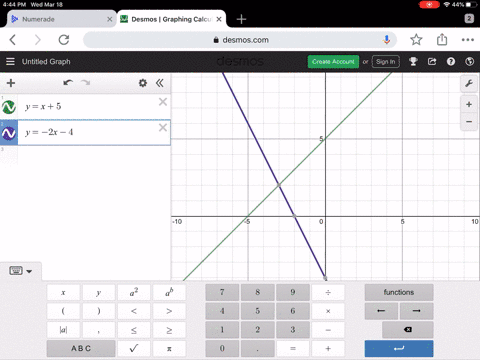 SOLVED:Solve each system of linear equations by graphing. See Examples 3 through 6 { y=x+5 y=-2 ...