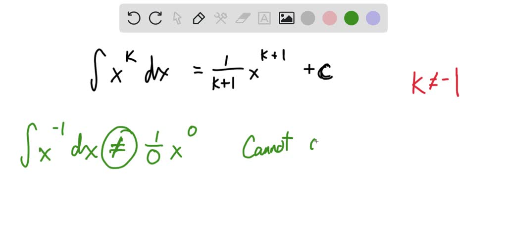 SOLVED:Explain why the formula for the integral of x^k does not apply ...