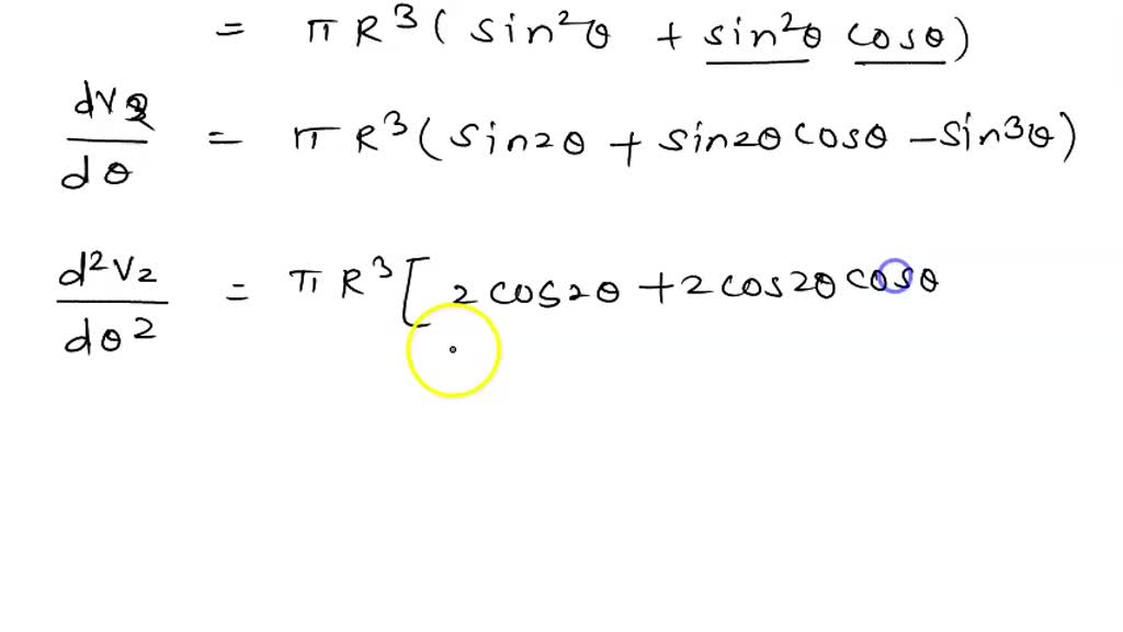 A right circular cone is inscribed in a sphere. Prove that the volume ...
