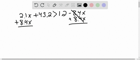 SOLVED:Solve using the addition and multiplication principles. 2.1 x+43.2>1.2-8.4 x