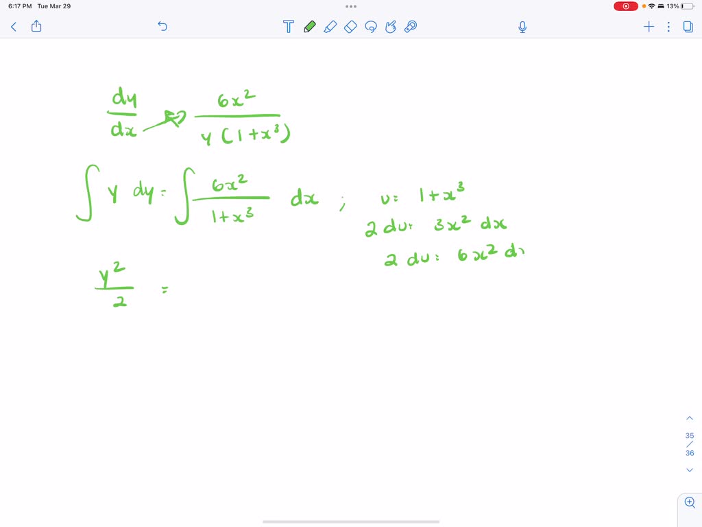 The differential equation is separable. Find the general solution, in ...