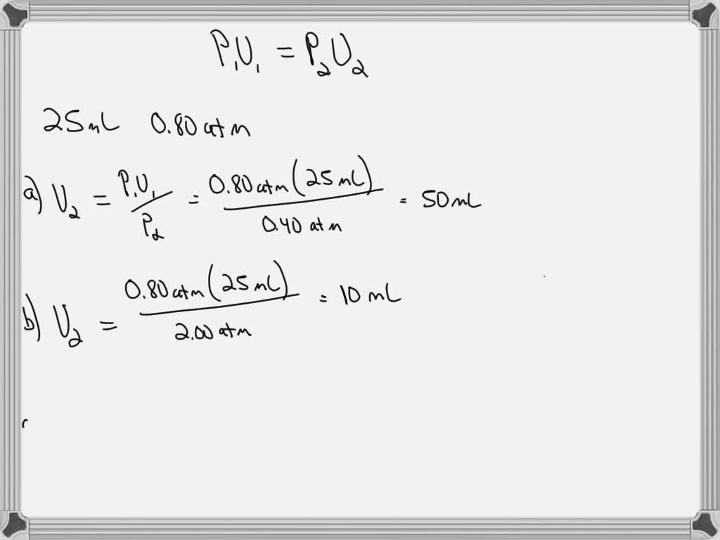 SOLVED:A sample of methane (CH4) has a volume of 25 mL at a pressure of 0.80 atm. What is the ...