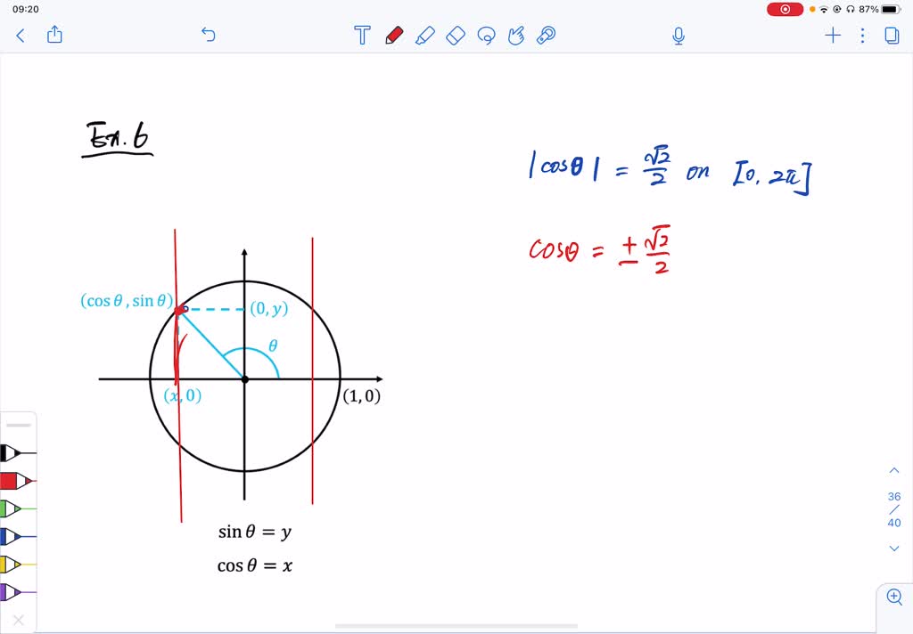 SOLVED:By using only the unit circle definitions of the sine and cosine ...