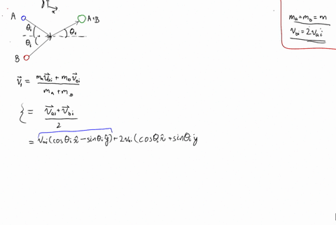 SOLVED:Two balls of equal mass collide and stick together as shown in ...