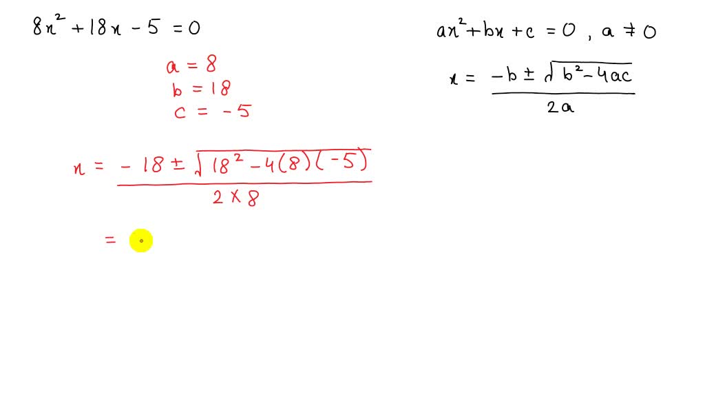 ⏩SOLVED:Find the exact solutions by using the Quadratic Formula. 8 ...