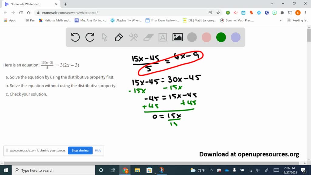 SOLVED:Using the Steps for Solving an Equation, choose the next ...
