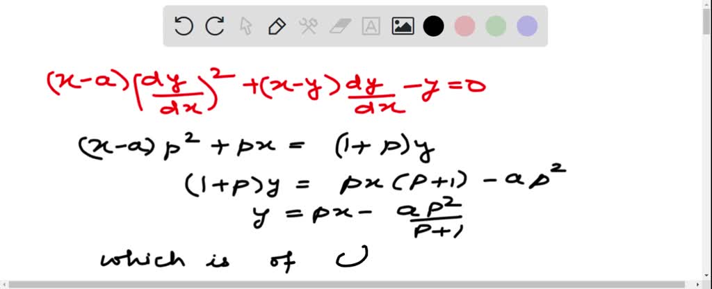 SOLVED:A differential equation of the form y=p x+f(p), where p=(d y)/(d ...