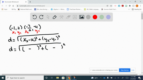 ⏩SOLVED:Calculate the distance between the given two points. (-1,2)… | Numerade