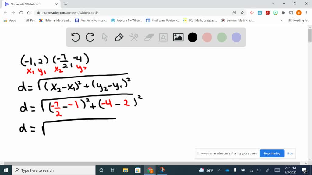 ⏩SOLVED:Calculate the distance between the given two points. (-1,2)… | Numerade