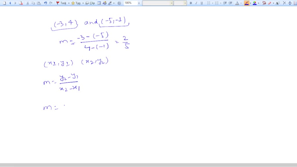 SOLVED:A student found the slope of the line through the points (-3,4 ...