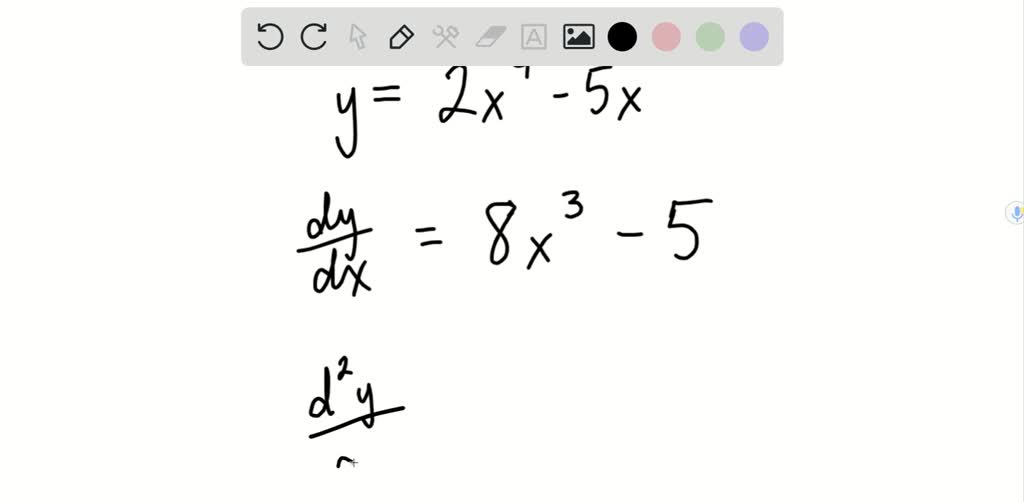 ⏩SOLVED:Find d^2 y / d x^2. y=2 x^4-5 x | Numerade