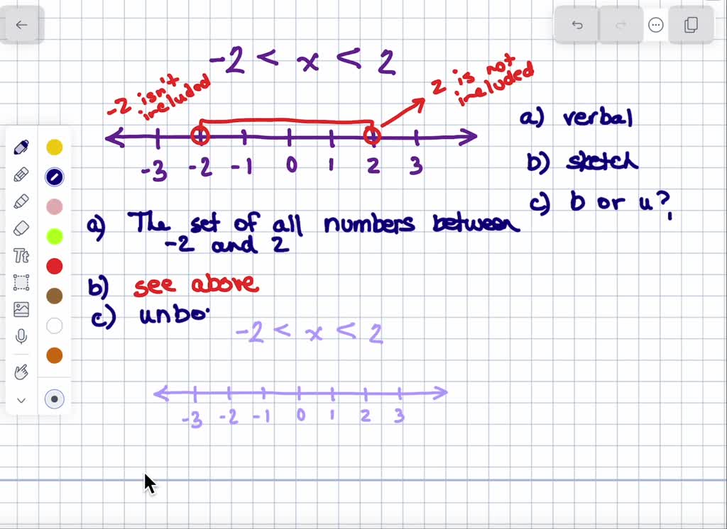 SOLVED:Interpreting an Inequality or an Interval In Exercises 17-24, (a ...