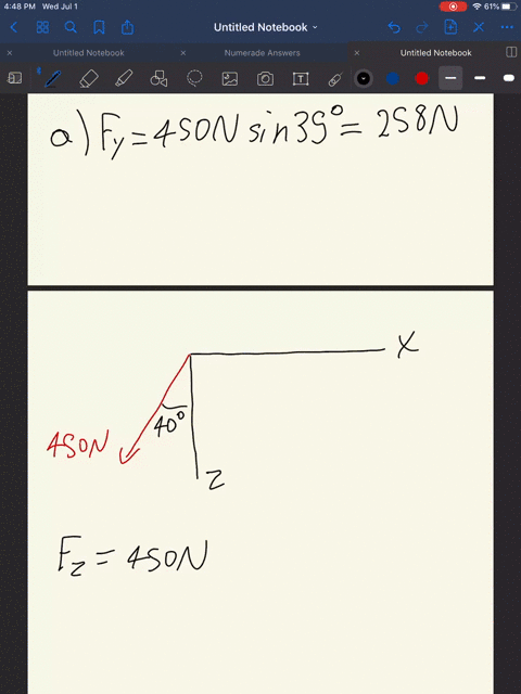 Determine (a) the x, y, and z components of the 600-N force, (b) the ...
