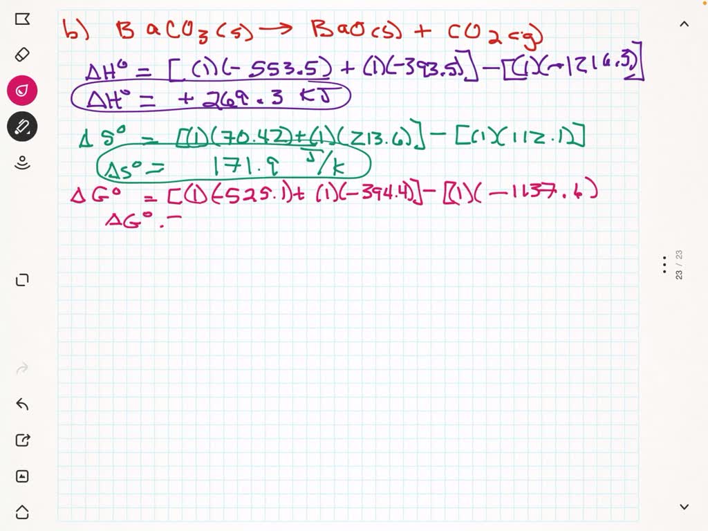 SOLVED:Use data in Appendix C to calculate ΔH^∘, ΔS^∘, and ΔG^∘ at 25^∘ C for each of the ...