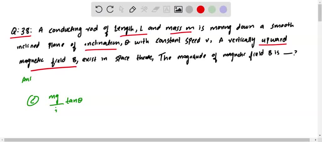 SOLVED:A conducting rod of length, l and mass, m is moving down a ...