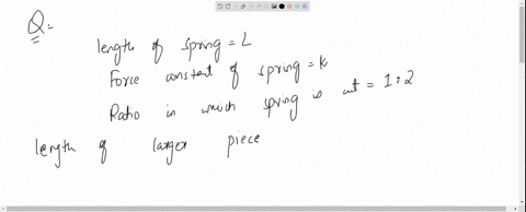 SOLVED:A spring of force constant k is cut into two pieces such that ...