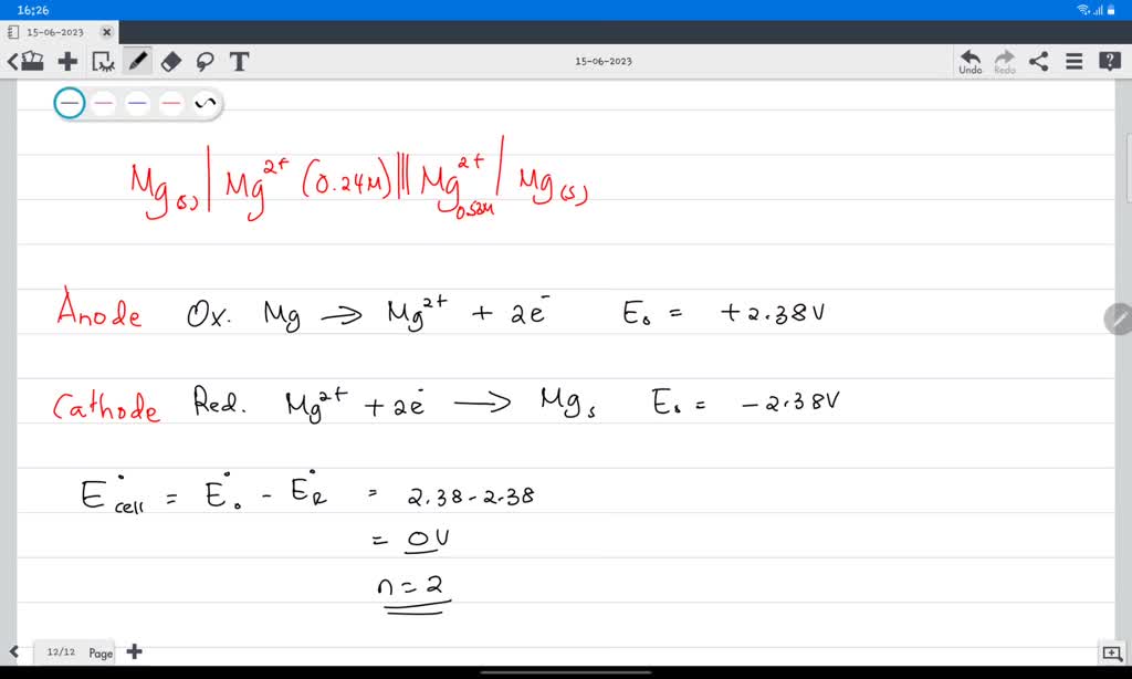 ⏩SOLVED:Calculate the emf of the following concentration cell. Mg(s ...
