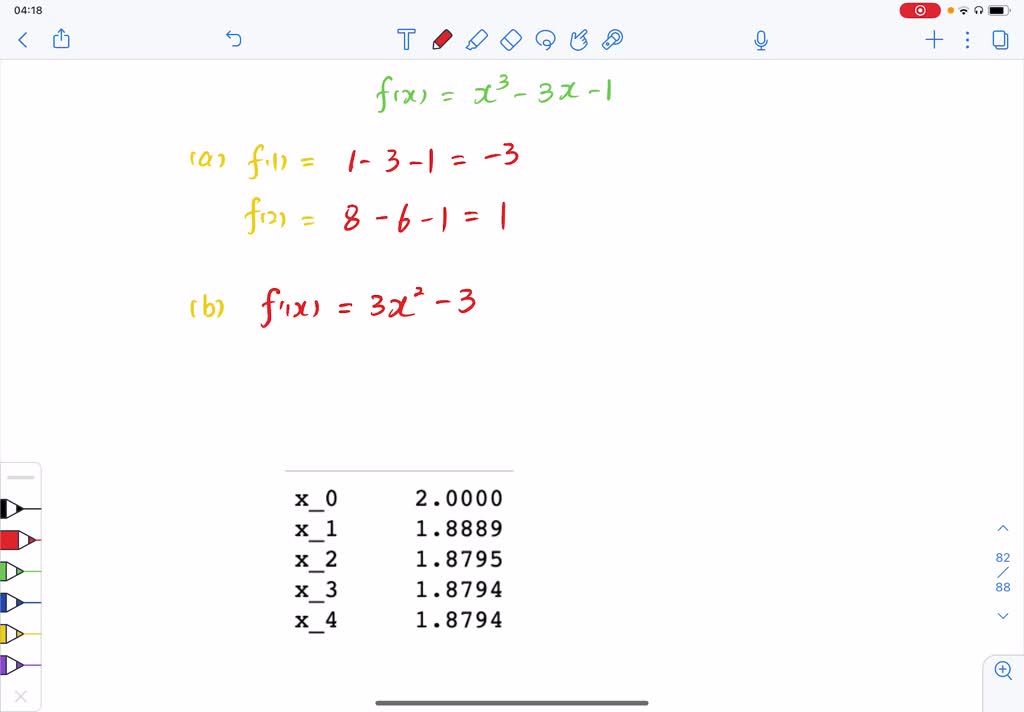 SOLVED:Let f(x)=x^3-3 x-1. a. Show that f has a zero between x=1 and x=2. Hint: See Exercise 19 ...