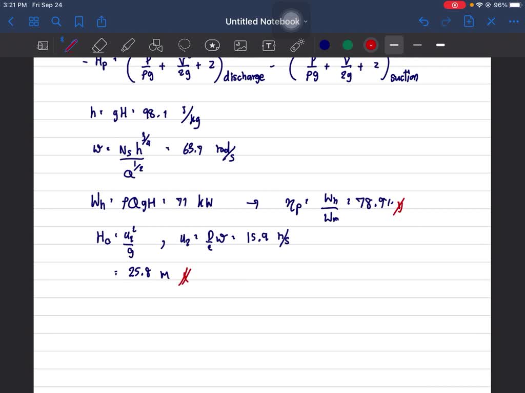 SOLVED:A pump with D=500 mm delivers Q=0.725 m^3 / s of water at H=10 m ...