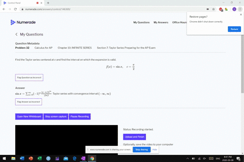 SOLVED:Find the Taylor series centered at c and find the interval on ...