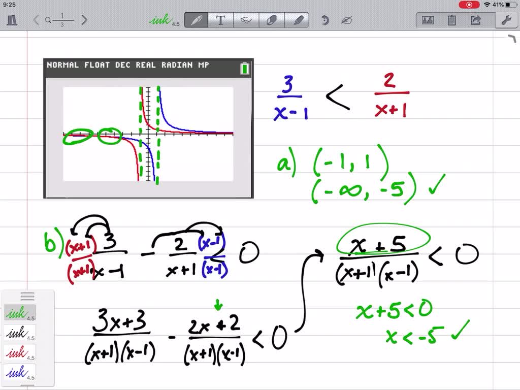 SOLVED:a. Graph the functions f(x)=3 /(x-1) and g(x)=2 /(x+1) together ...