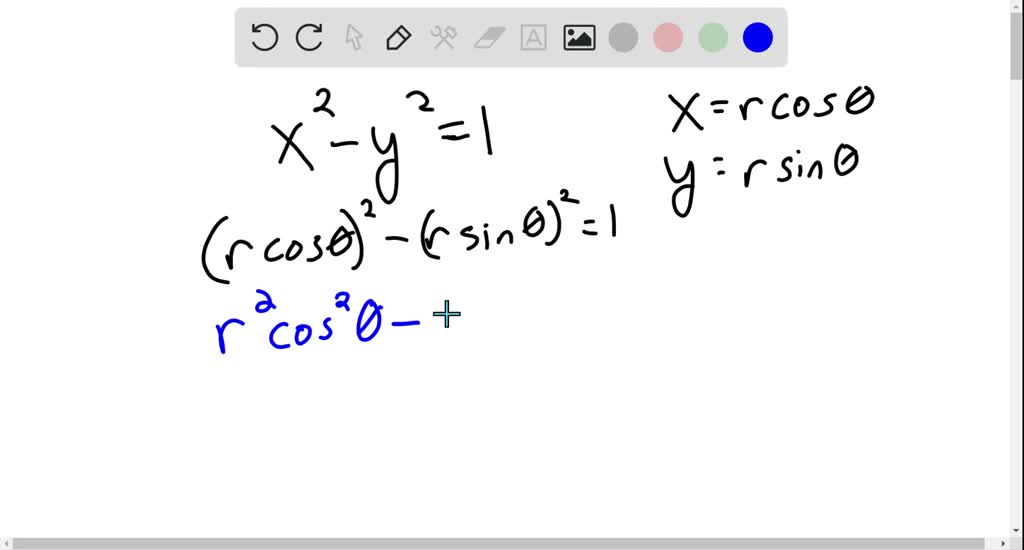 SOLVED:Convert the equation to polar form. x^2-y^2=1