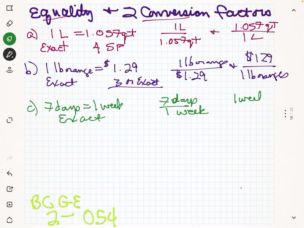 SOLVED: Write the equality and two conversion factors, and identify the numbers as exact or give ...