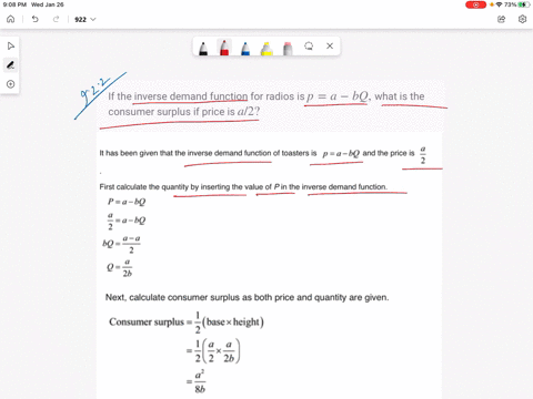 SOLVED:If the inverse demand function for radios is p=a-b Q, what is ...