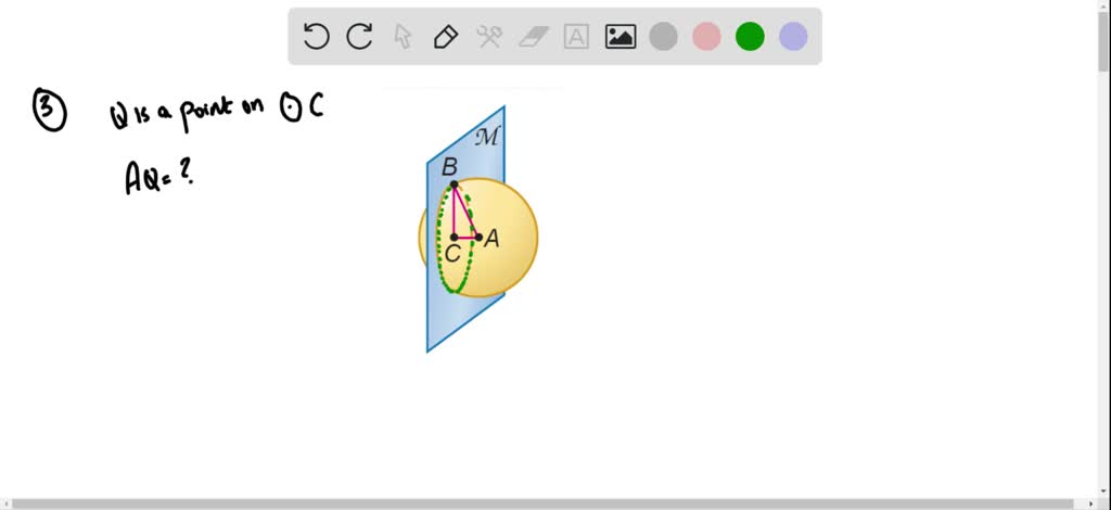 SOLVED:In the figure, A is the center of the sphere, and plane ℳ ...