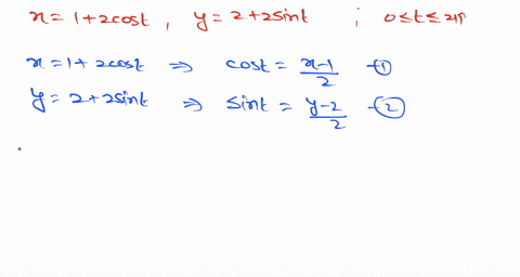 SOLVED:Find a rectangular equation equivalent to the given pair of parametric equations. x=1+2 ...