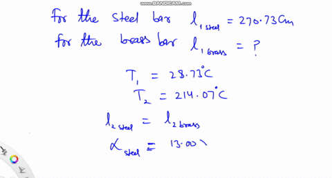 SOLVED: A steel bar and a brass bar are both at a temperature of 28.73 ...
