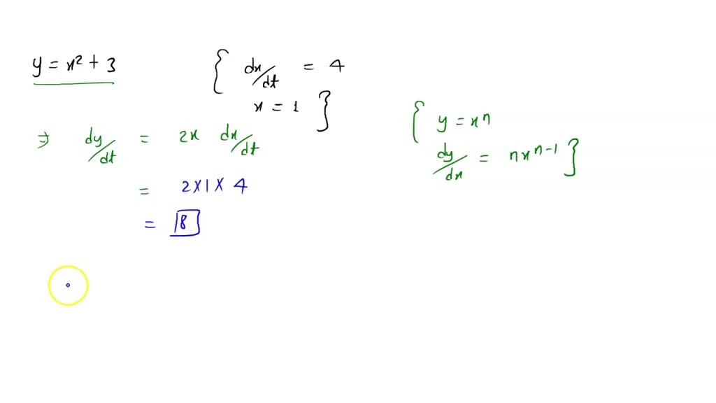 SOLVED:Find the quantities for the given equation. Find (d y)/(d t) at ...