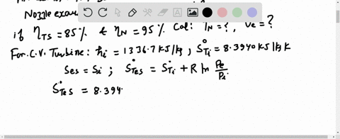 SOLVED:The turbine in a jet engine receives air at 1250 K and 1.5 MPa ...