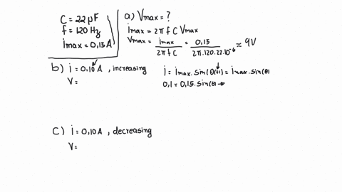 SOLVED:The maximum current in a 22-μF capacitor connected to an ac generator with a frequency of ...