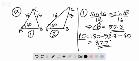 Draw and label a triangle that has a unique solution and can be solved ...