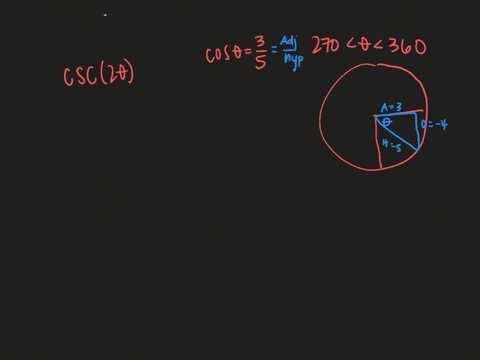 SOLVED:Given cosθ=(3)/(5) and 270^∘