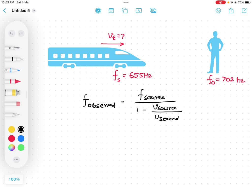 If the stationary observer in Guided Example 14.7 hears a frequency of ...