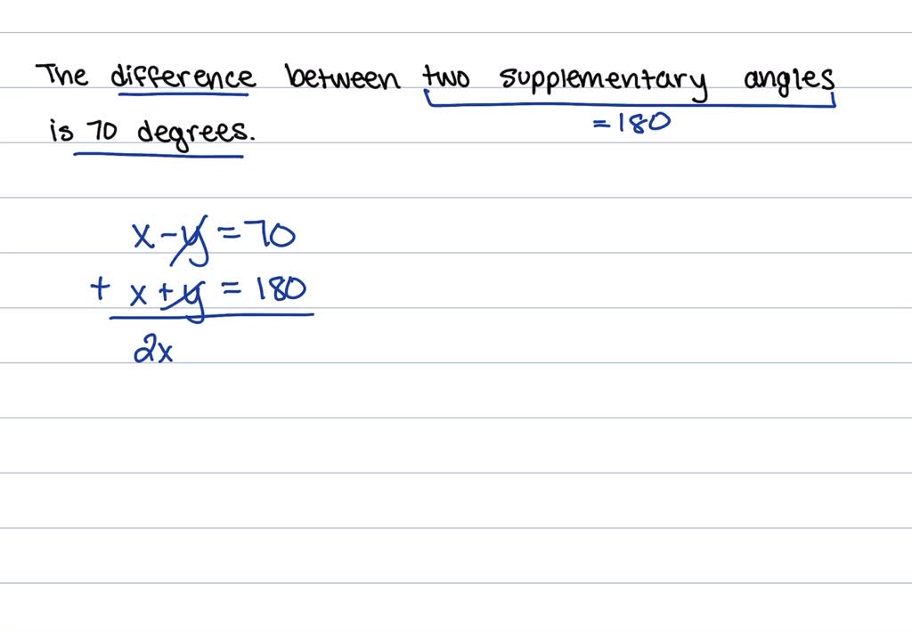 SOLVED:In the following exercises, translate to a system of equations and solve. The difference ...